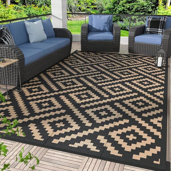 Outdoor Rugs 4x6ft Waterproof, Reversible Mats, Outdoor Area Rug ...