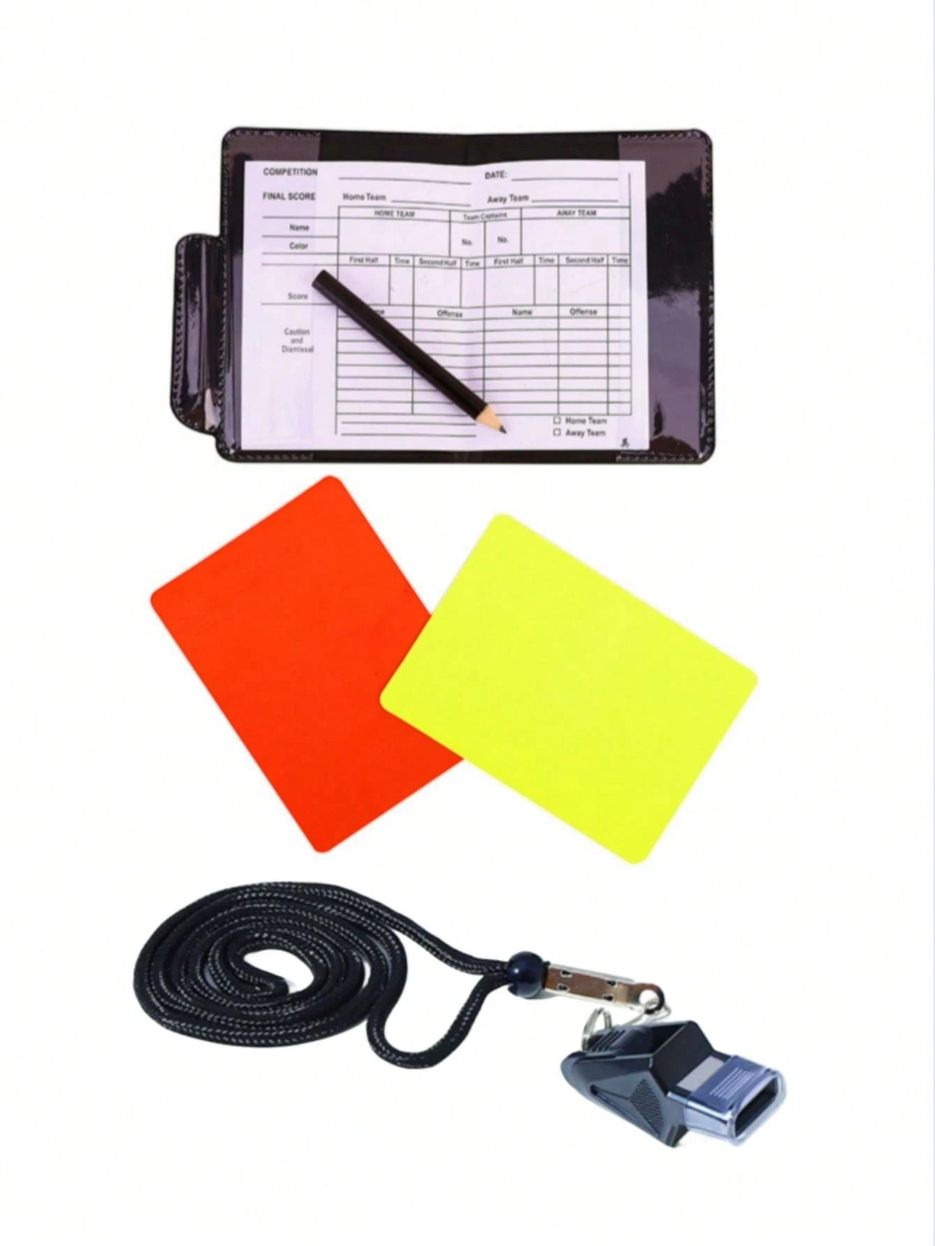 1 Set Referee Equipment Including Whistle, Scorebook, Red & Yellow ...