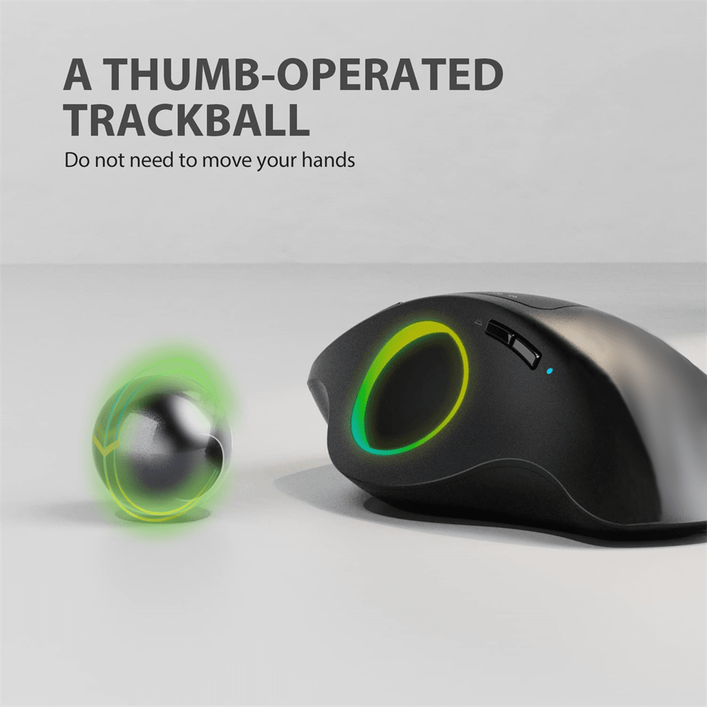 Mouse Sem Fio Jomaa Rgb Wireless Trackball Recarregável Com Controle ...