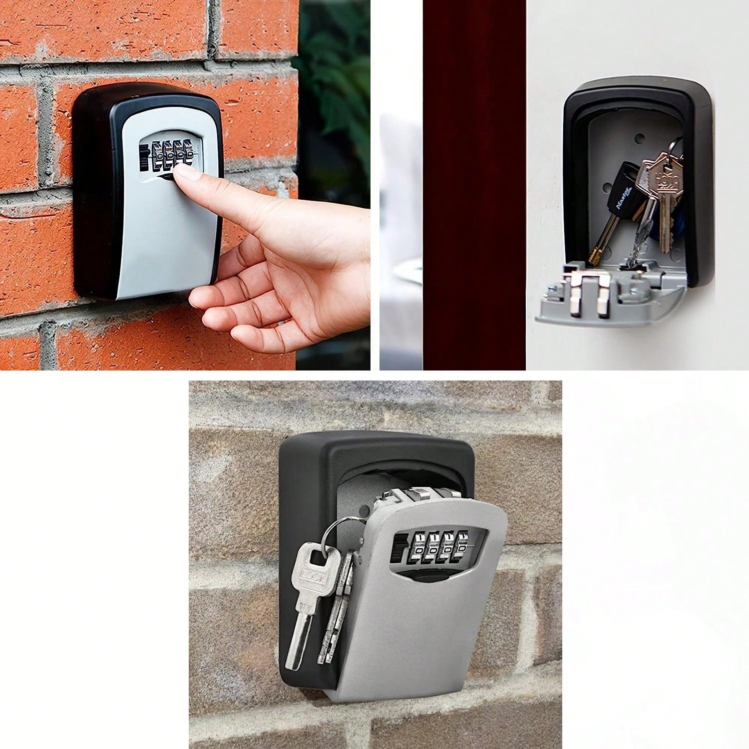 Key Safe Box, Wall Mounted Key Lock Box With 4-digit Combination ...