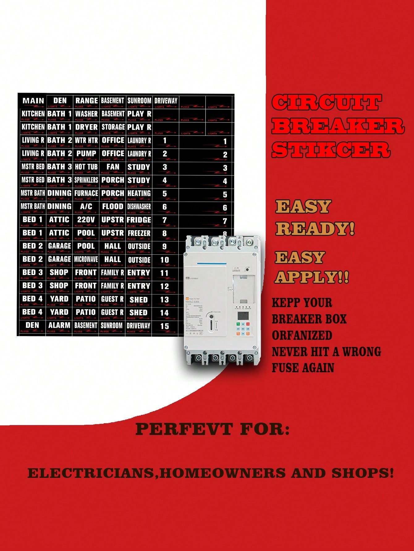 129pcs Circuit Breaker Box Labels, Weatherproof Vinyl Stickers For Fuse ...