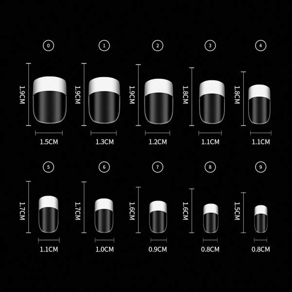 100pcs short round French Tips clear full cover Press on Nails Nude ...