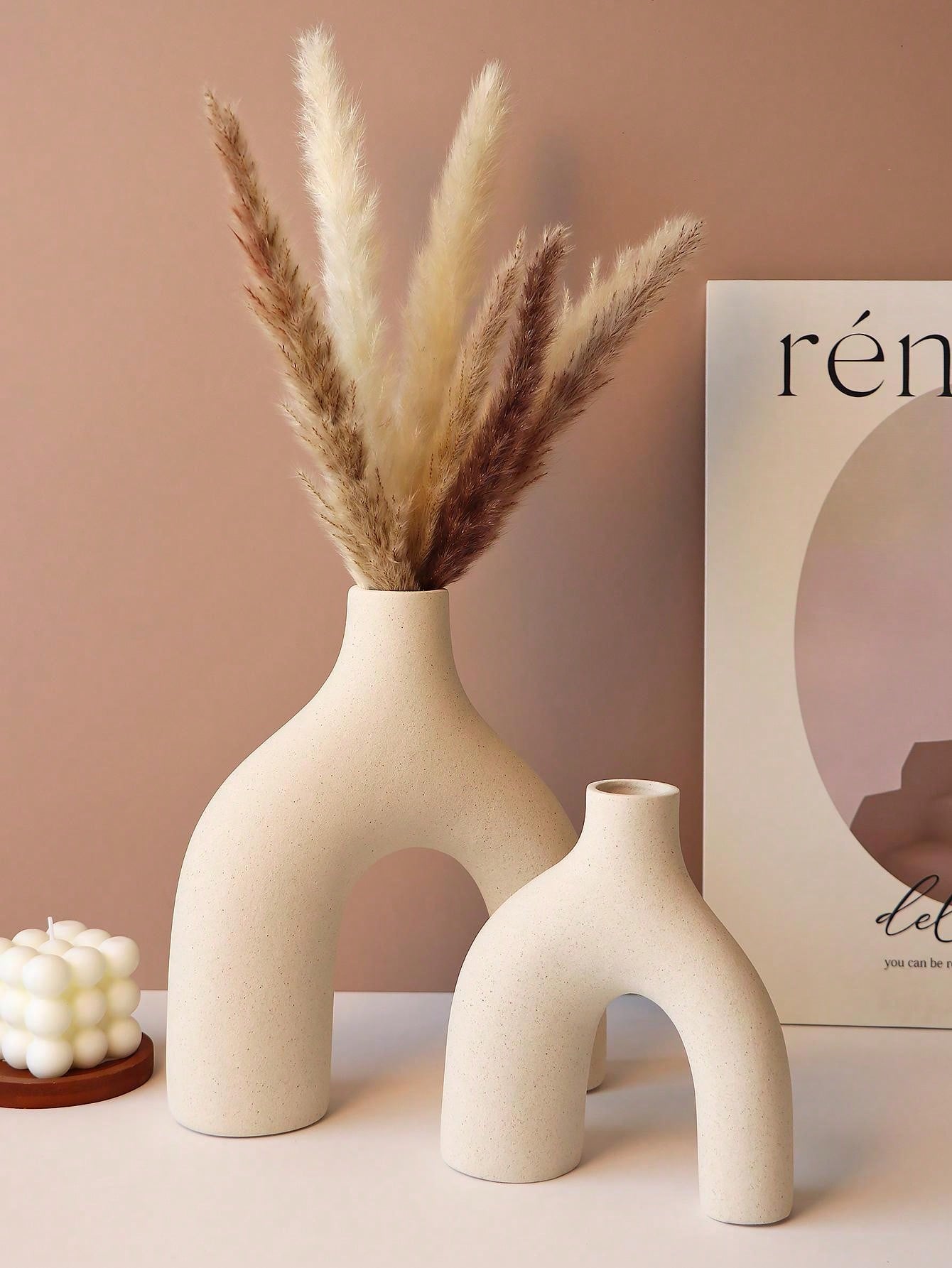 1pc Beige Nordic Style Morandi Color Geometric Shape Elegant Ceramic ...