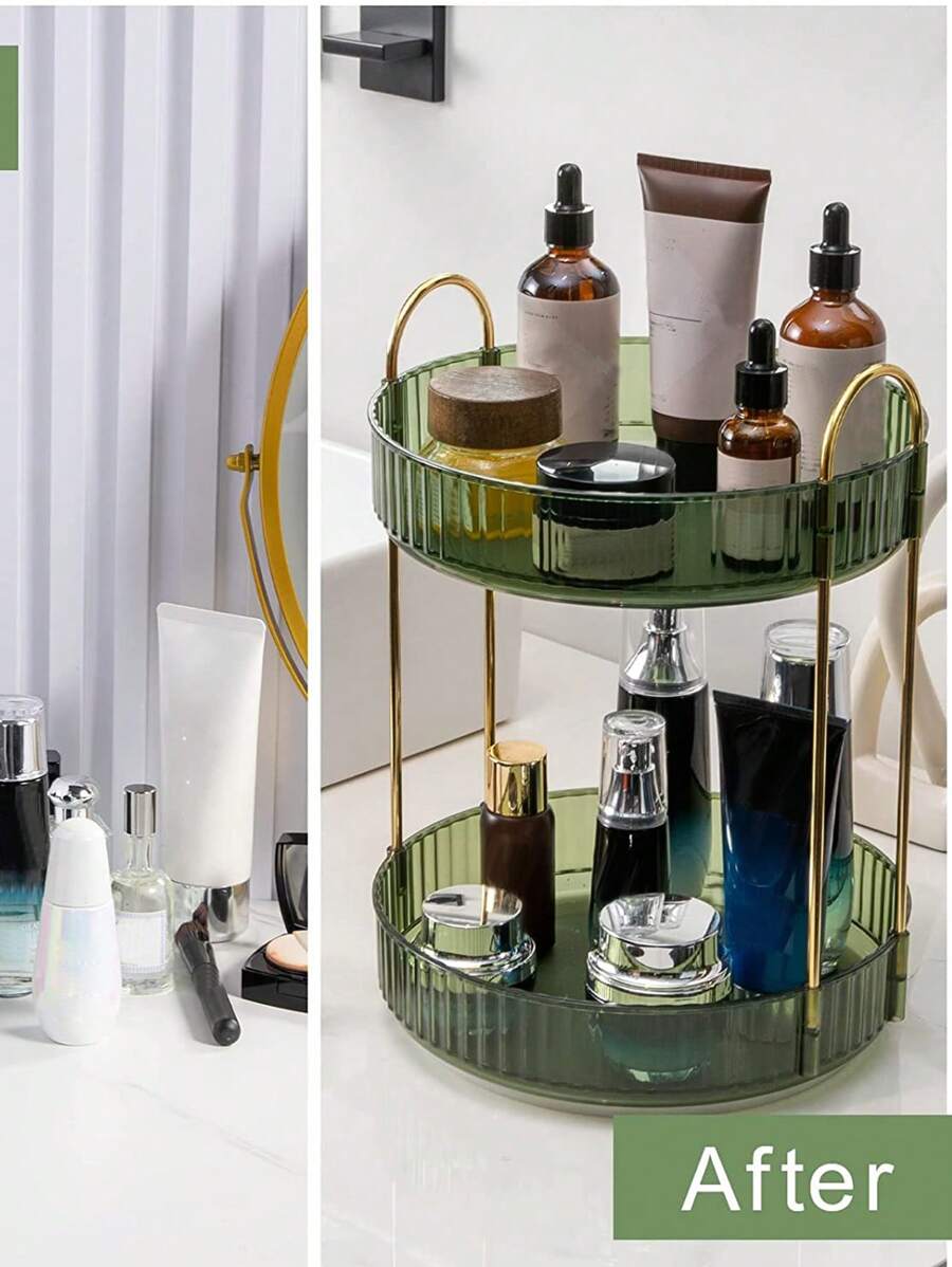 360 Rotating Makeup Organizer for Vanity, High-Capacity Skincare Clear ...