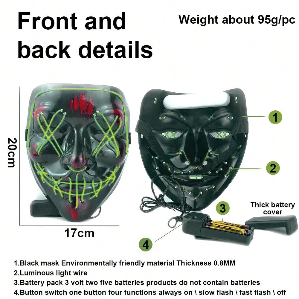 2023 Halloween Mask LED Light up Mask Scary mask for Festival Cosplay ...