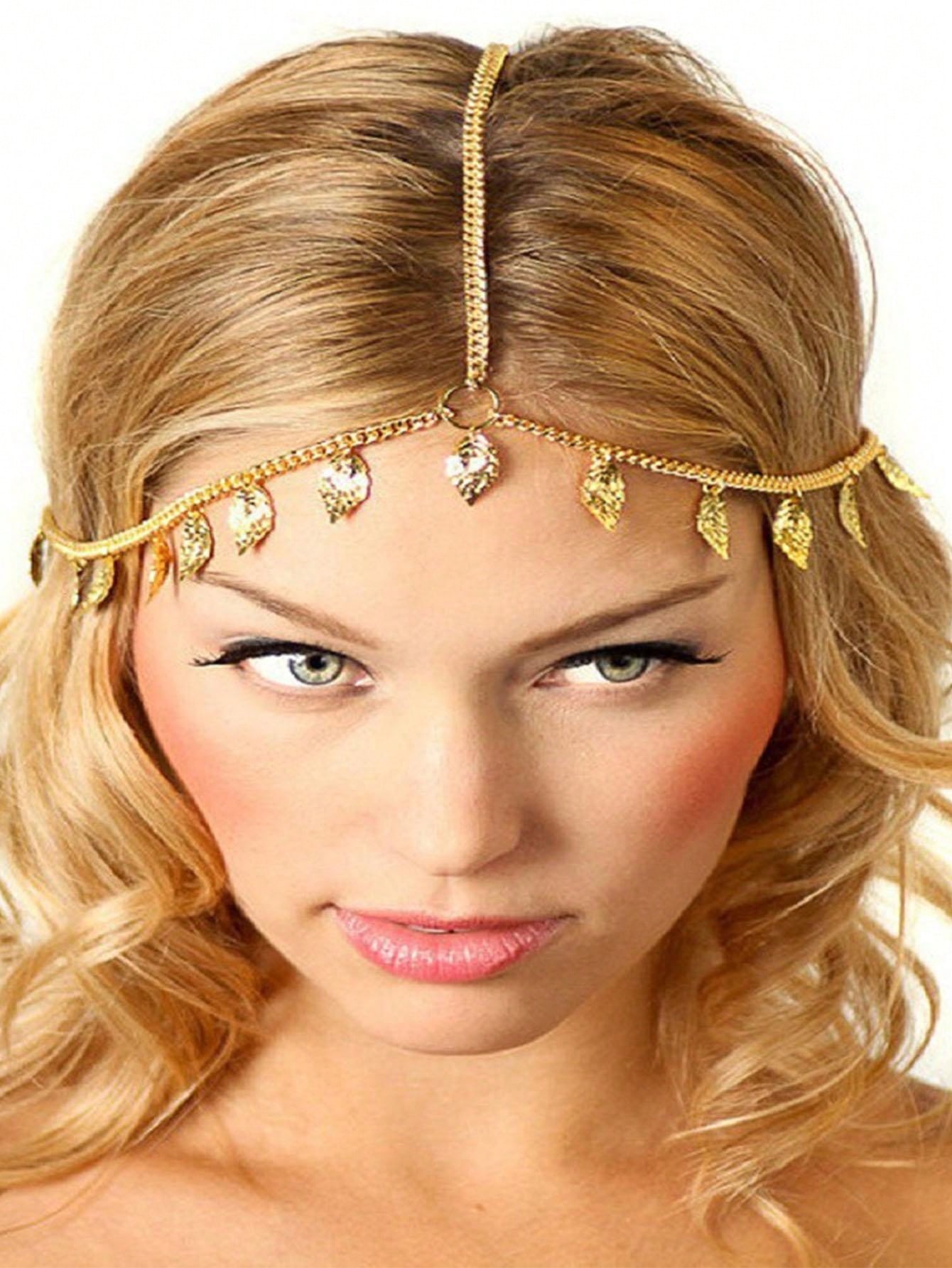 Tiara De Boda Y Festival En Forma De Hoja Con Cadena Super Brillante ...