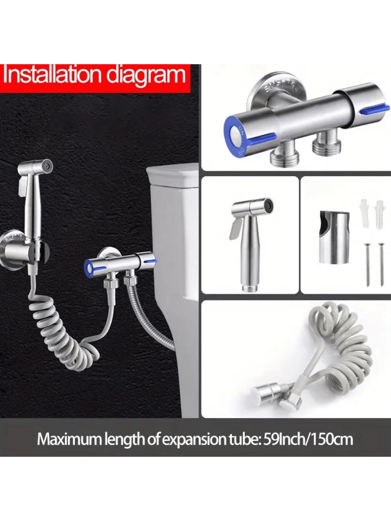 1 Set Handheld Toilet Shattaf Bidet Sprayer, Stainless Steel Handheld ...