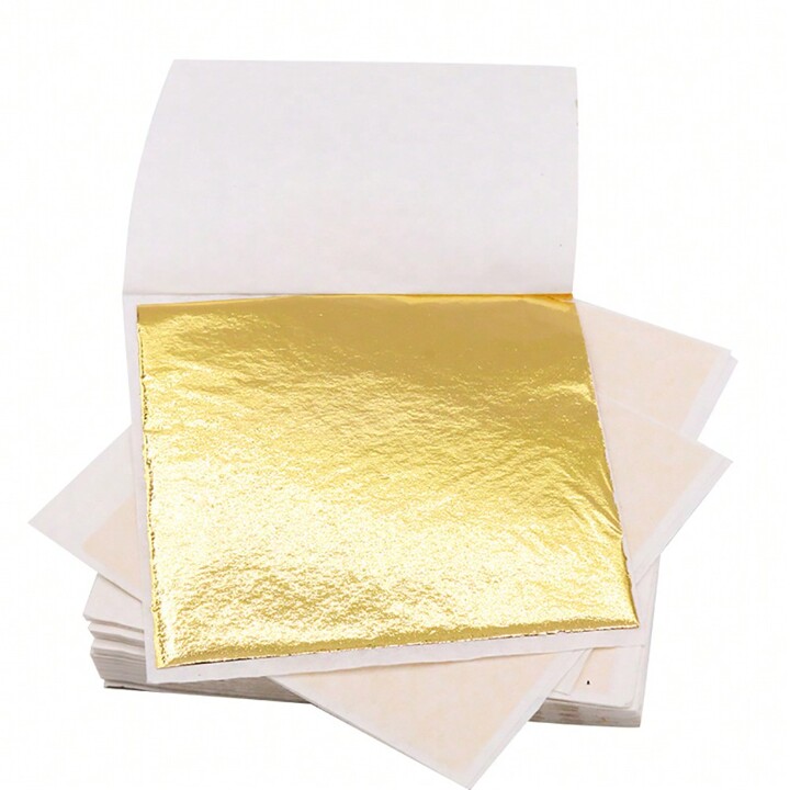100 Sheets/Bag Imitation Gold Leaf Foil Sheet Gold Foils for DIY Art ...