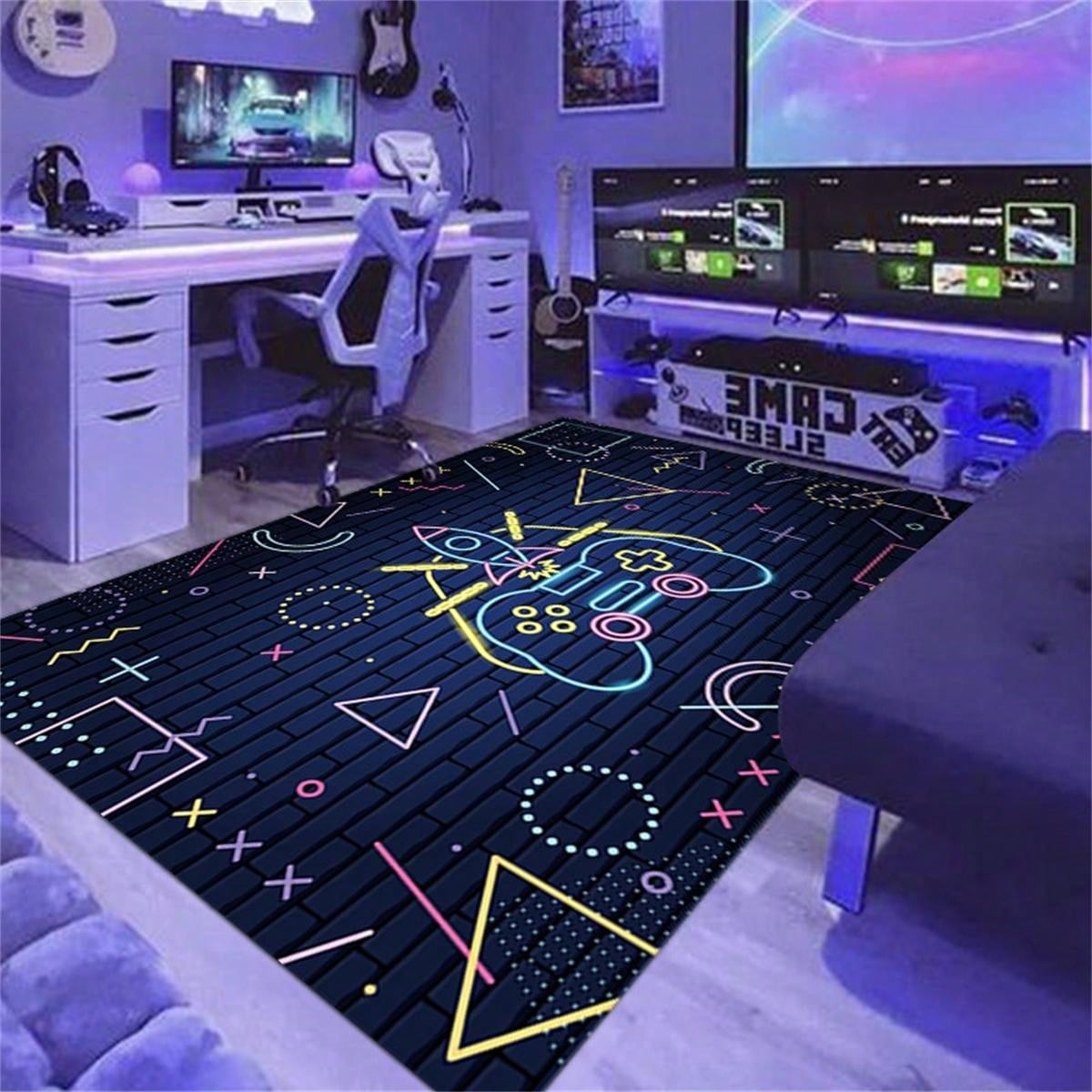 1pc New Design Game Controller Cartoon Style Led Neon Light Carpet Rugs ...