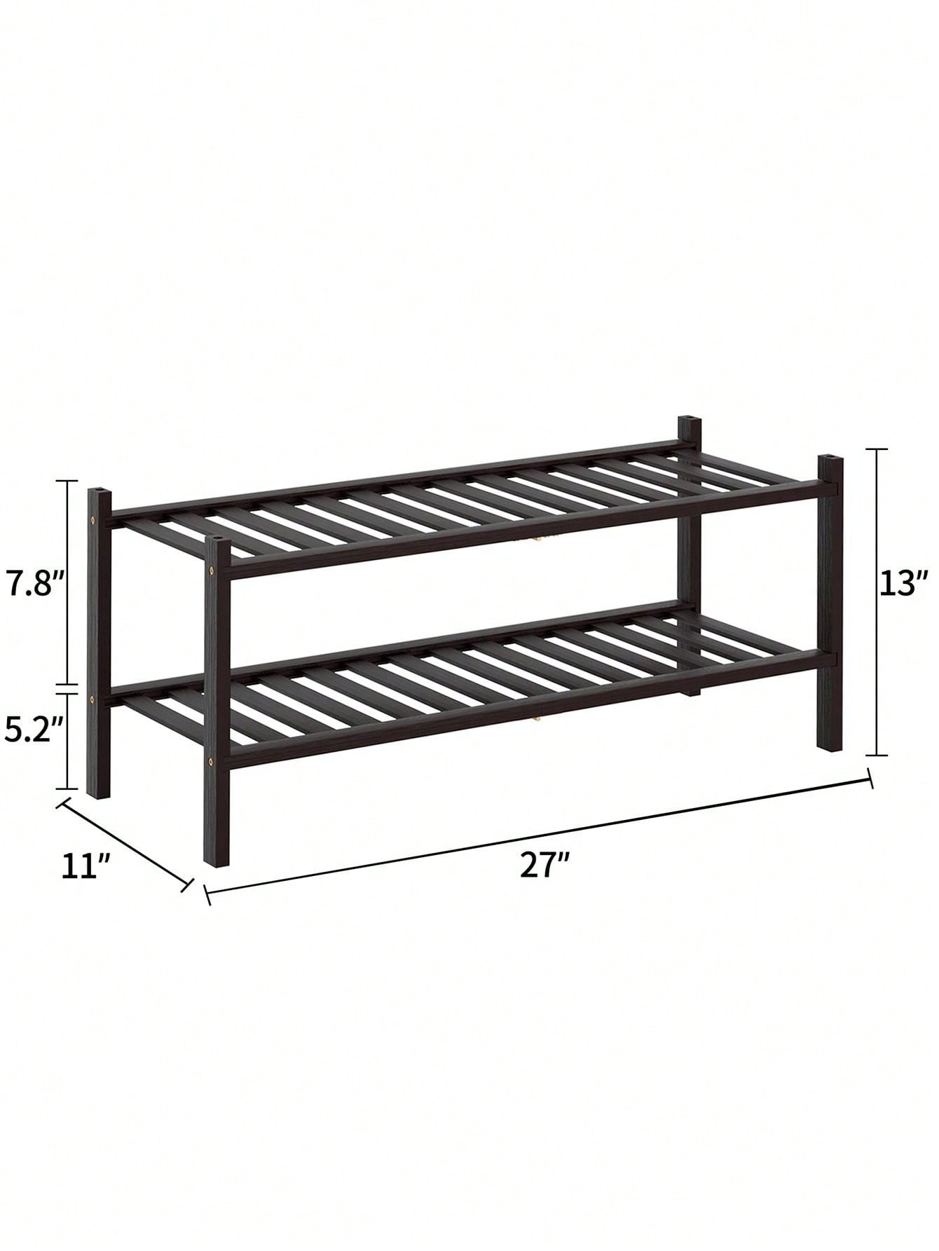 Natural Bamboo Shoe Rack - Stackable Storage Shelf with Multi-Function ...