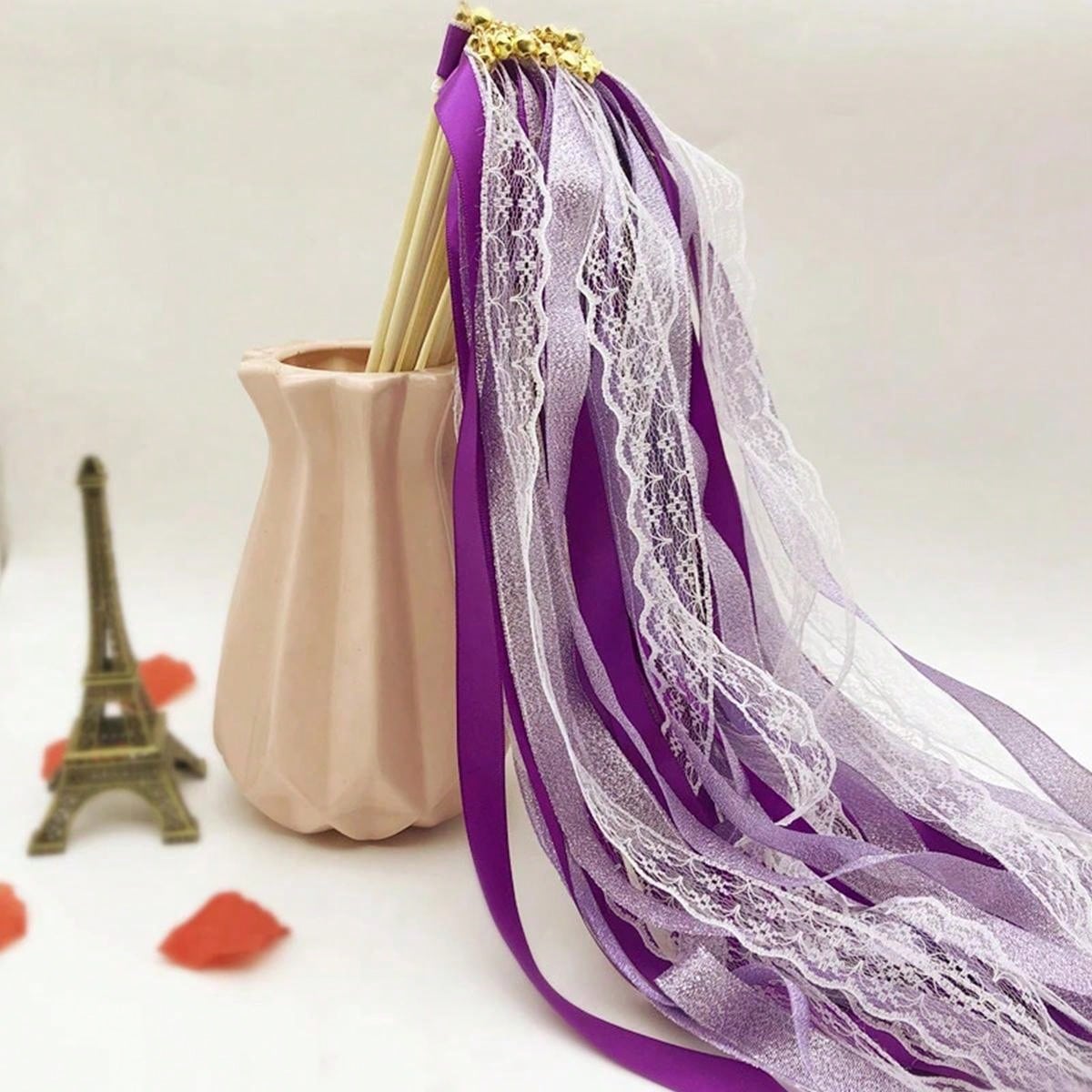 10 Pieces Mix Color Ribbon Sticks with Bell Fairy Stick Party Streamers ...