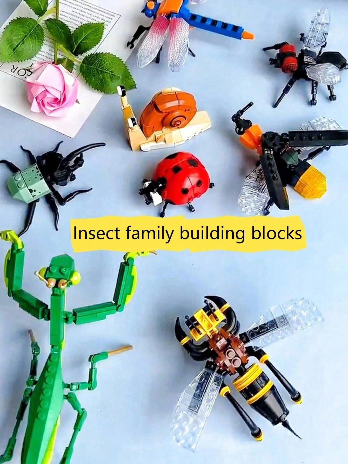 1pc Insect Building Blocks Dragonfly & Praying Mantis Model Home ...