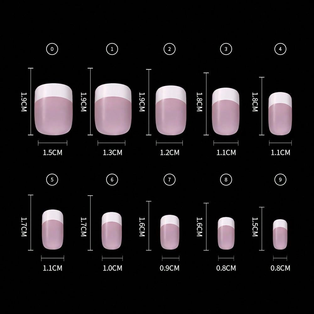 100pcs short round French Tips Pink full cover Press on Nails Nude ...