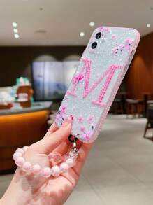 Transparent Glossy Diamond Letter Beaded Lanyard Phone Case ...