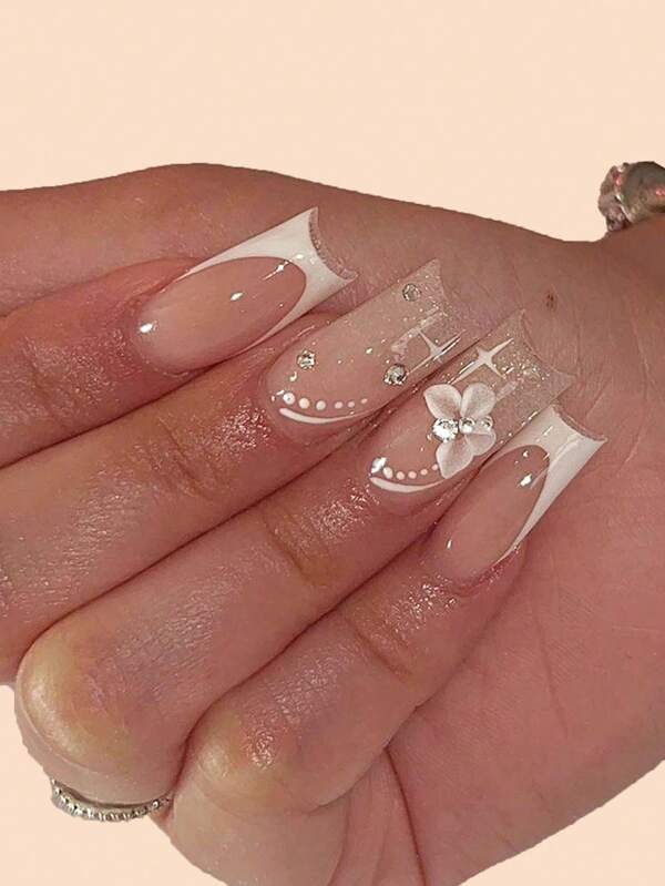 Upgrade Your Look With 24 Pieces Of Medium Rectangular Nails, Butterfly ...