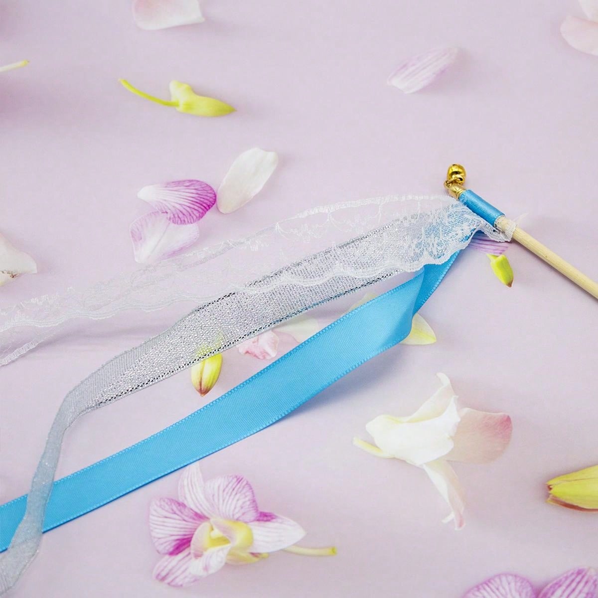 10 Pieces Mix Color Ribbon Sticks with Bell Fairy Stick Party Streamers ...