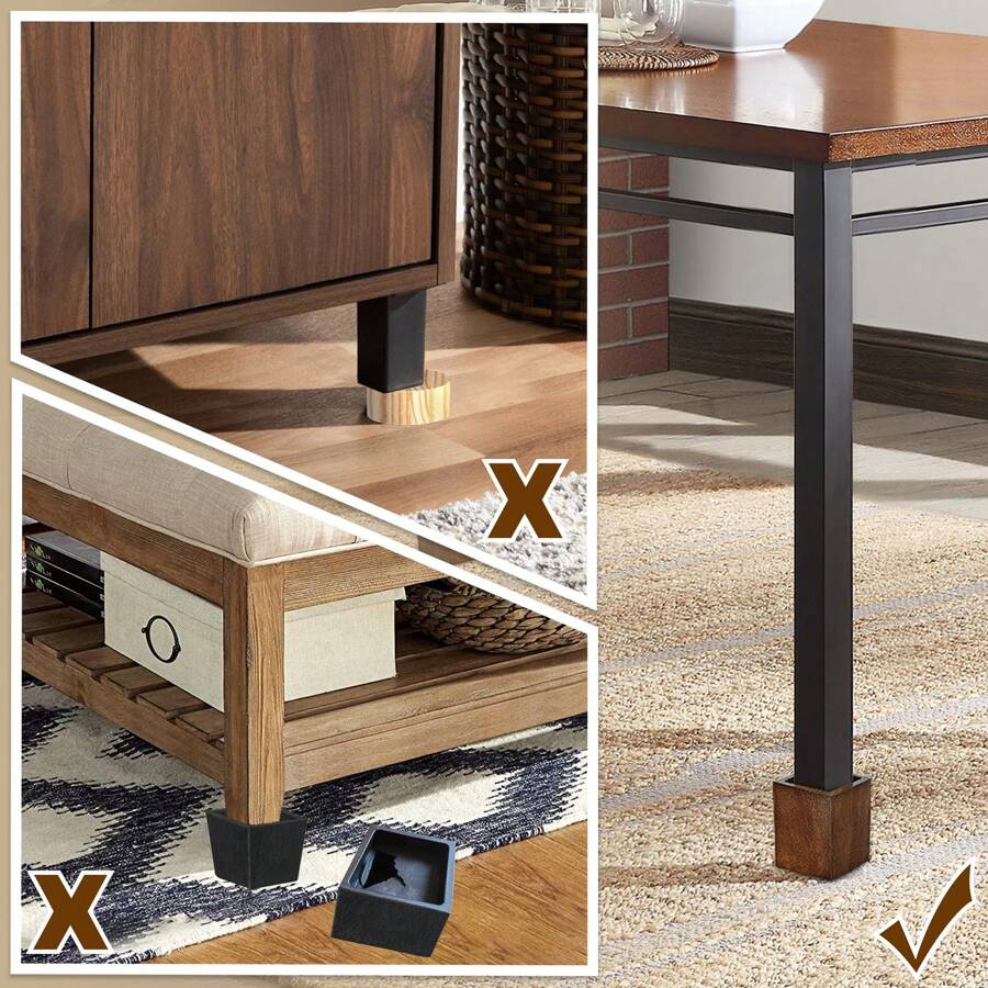 3 inch Furniture Risers Square Bed Risers Set of 4, Heavy Duty Wood Bed ...