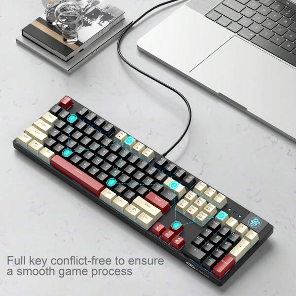 MageGee -Armor Mechanical Gaming Keyboard 104 Keys LED Blue Backlit and ...