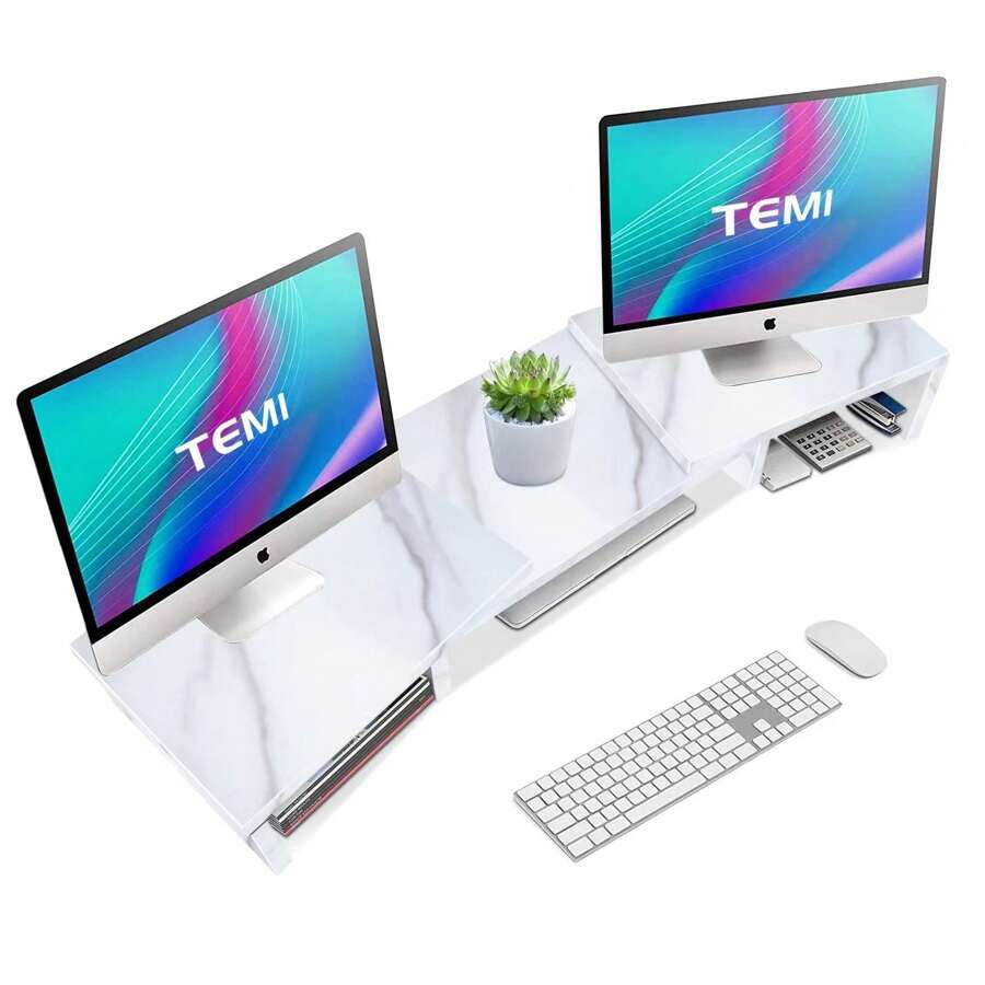 Dual Monitor Stand Riser With Adjustable Length And Angle, Computer ...