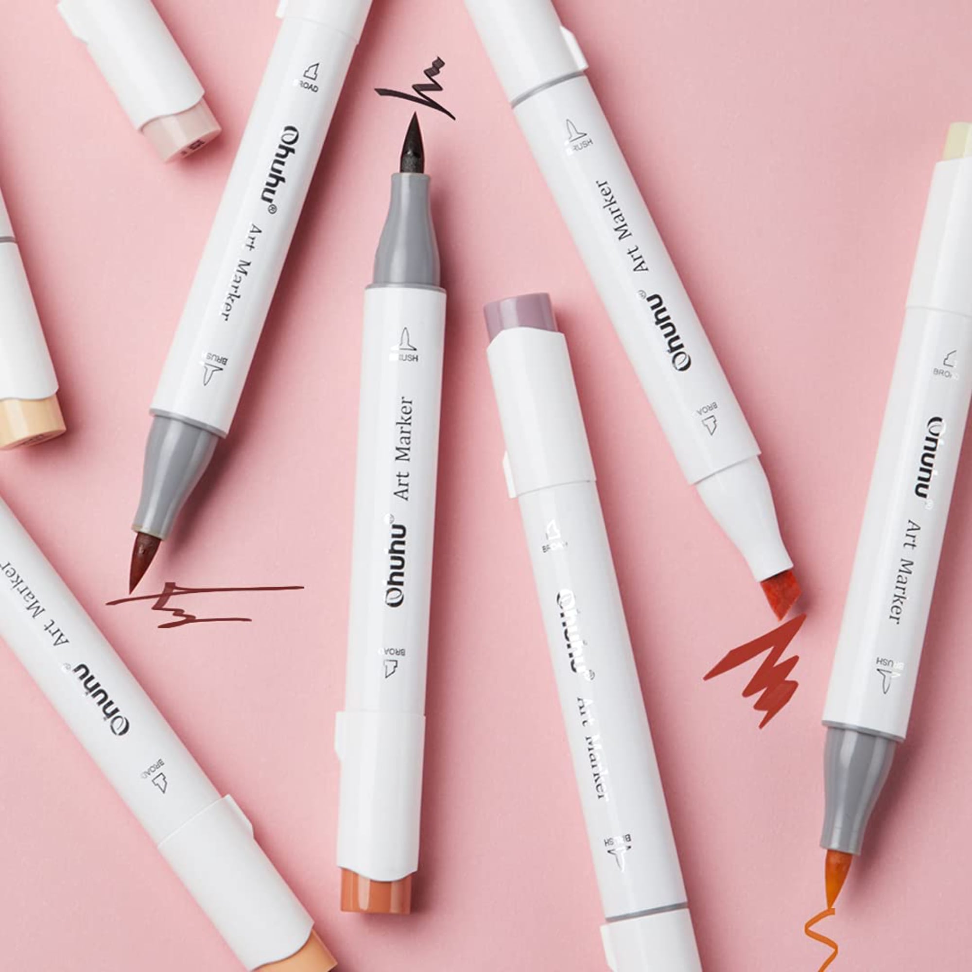 Ohuhu 72 Unique Color Markers Double Tipped Art Marker Set(Brush-and ...