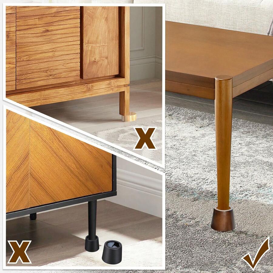 Wooden Furniture Risers 3 Inch Tapered Bed Risers Set of 6, Heavy Duty ...