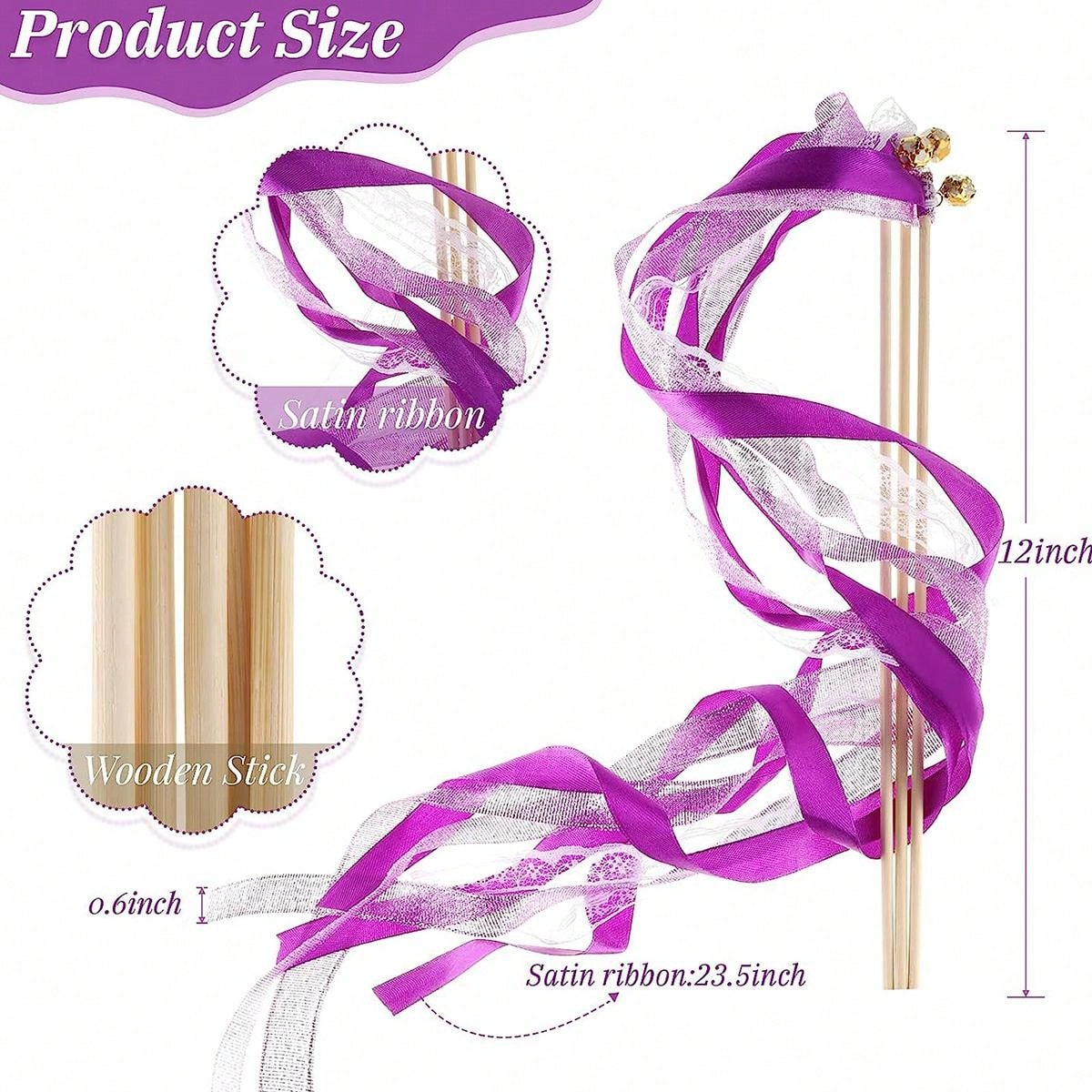 10 Pieces Mix Color Ribbon Sticks with Bell Fairy Stick Party Streamers ...