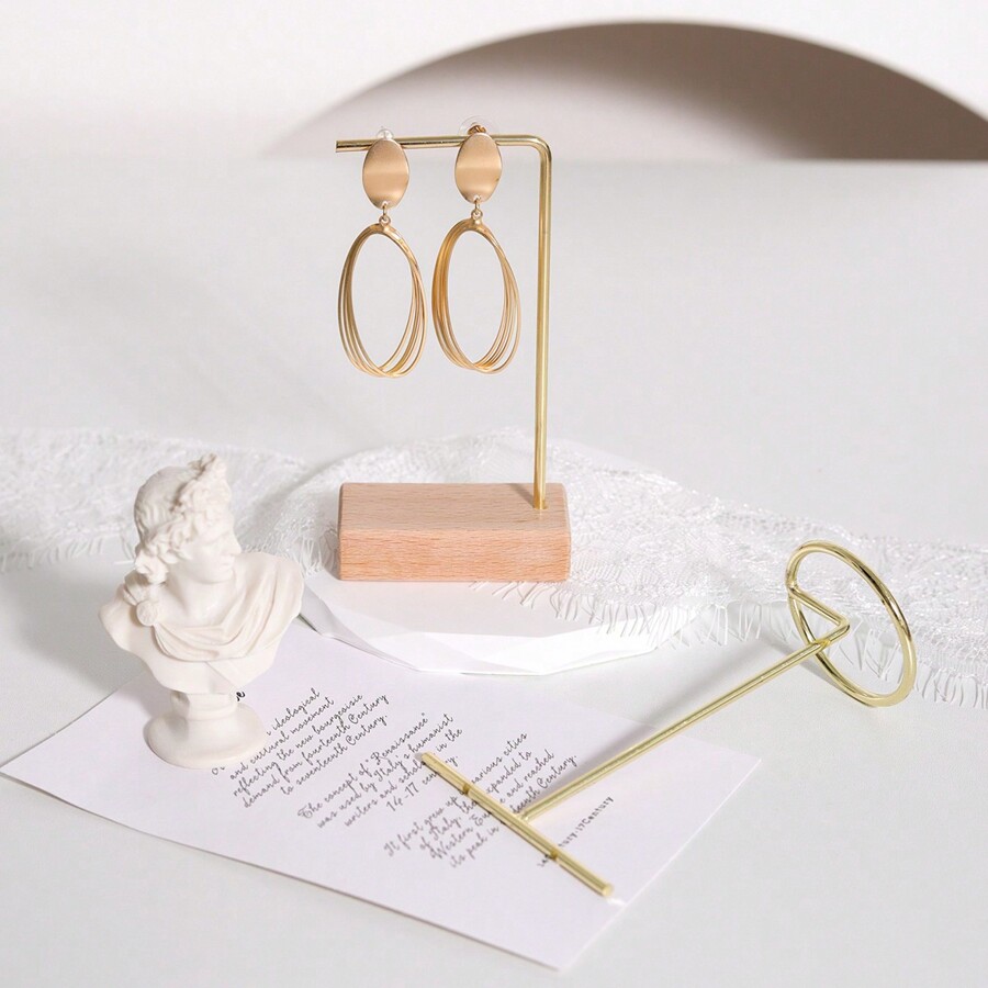 Earring & Necklace Jewelry Display Stand Wooden Holder Props For ...
