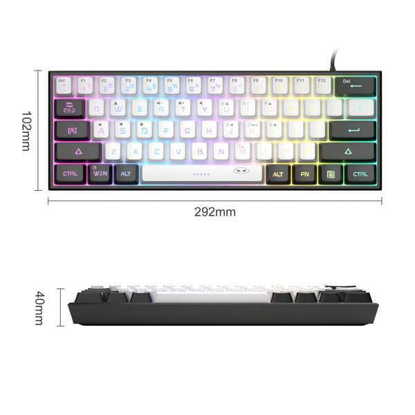 MageGee TS91 60% Compact Wired Keyboard 61 Keys RGB Backlight Small ...
