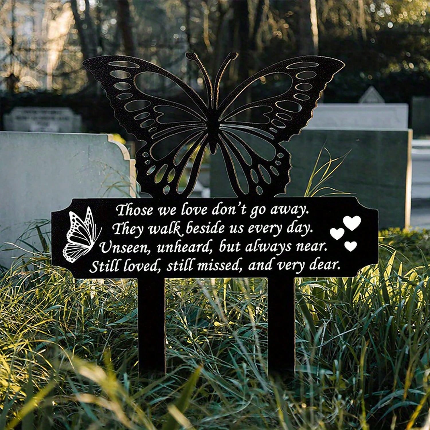 1pc Acrylic Butterfly Design Grave Marker, Memorial Plaque For Human ...