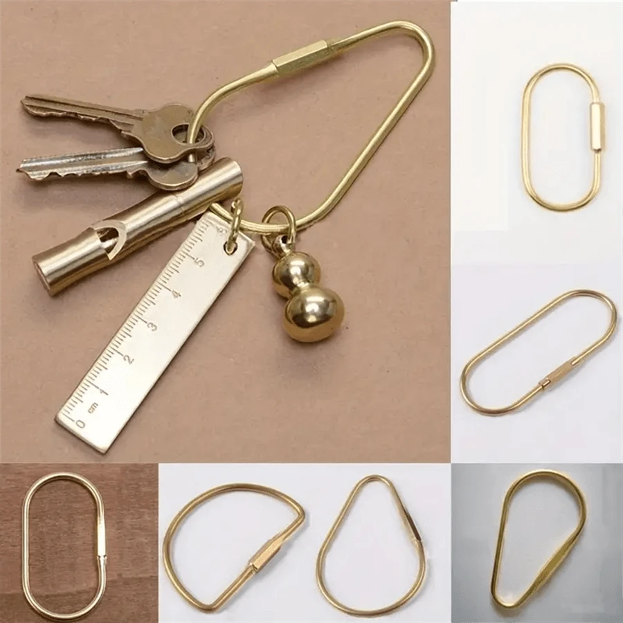 Brass Keychain With Lock D Key Chain For Men Women Golden Color Camping ...