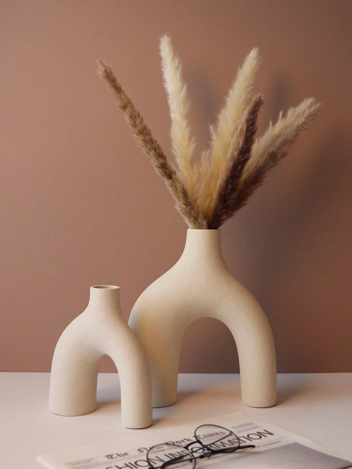 1pc Beige Nordic Style Morandi Color Geometric Shape Elegant Ceramic ...