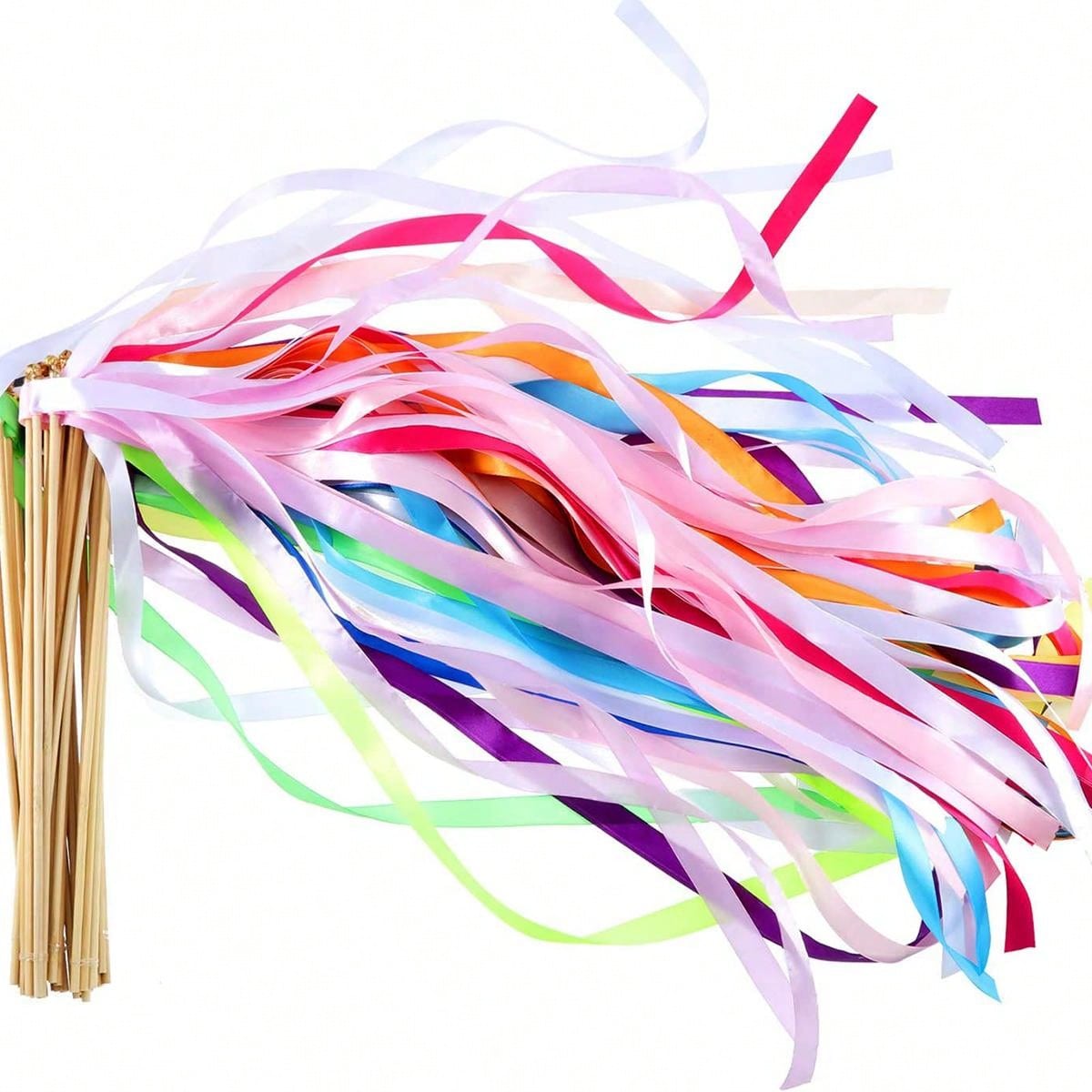 30 Pieces Mix Color Ribbon Sticks with Bell Fairy Stick Party Streamers ...