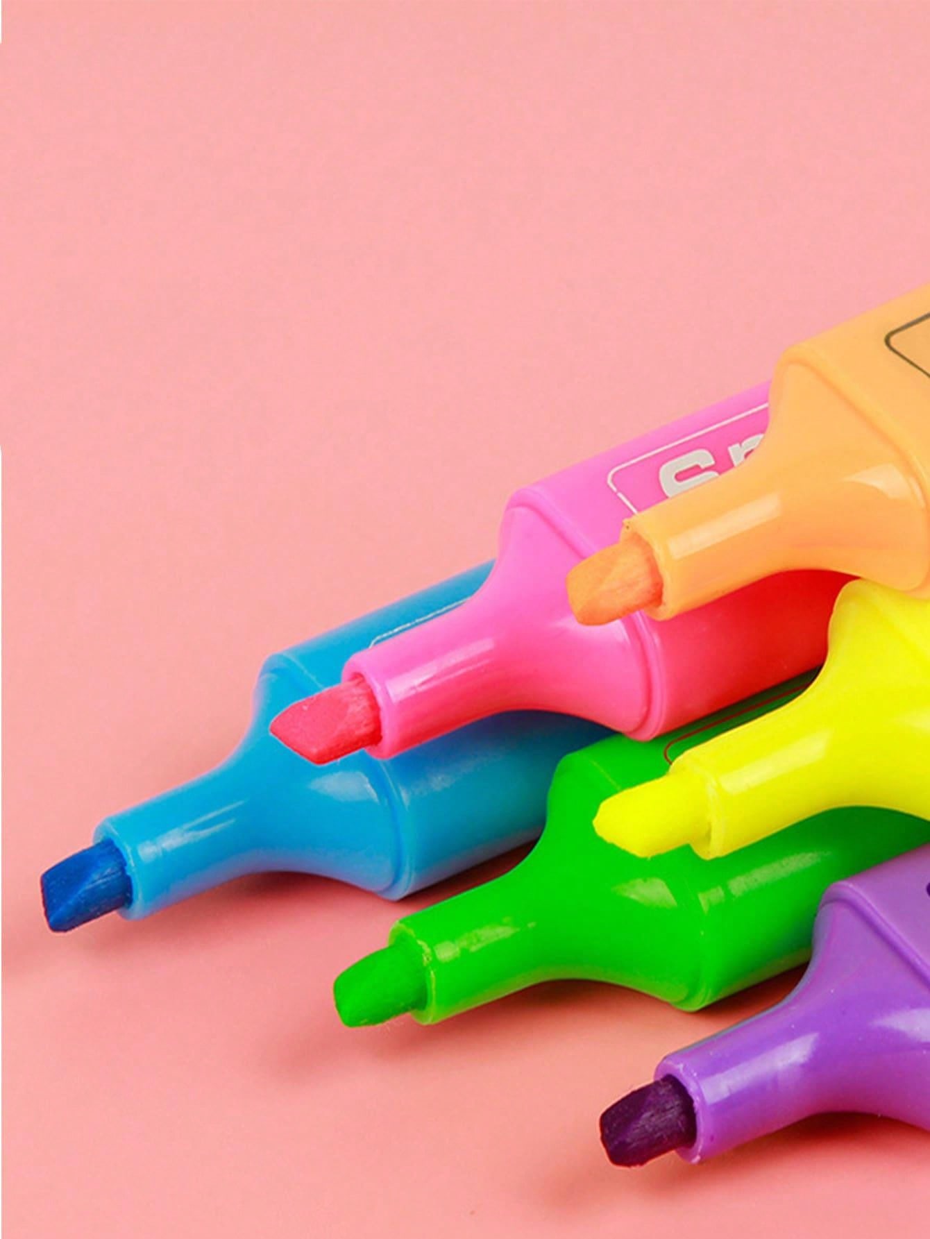 4pcs/Set Random Color Creative Flat Nib Thick Highlighter Pens For ...