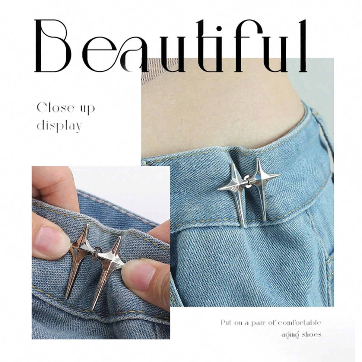 Cross star waist retractable buckle buckle can be detachable no nail no ...