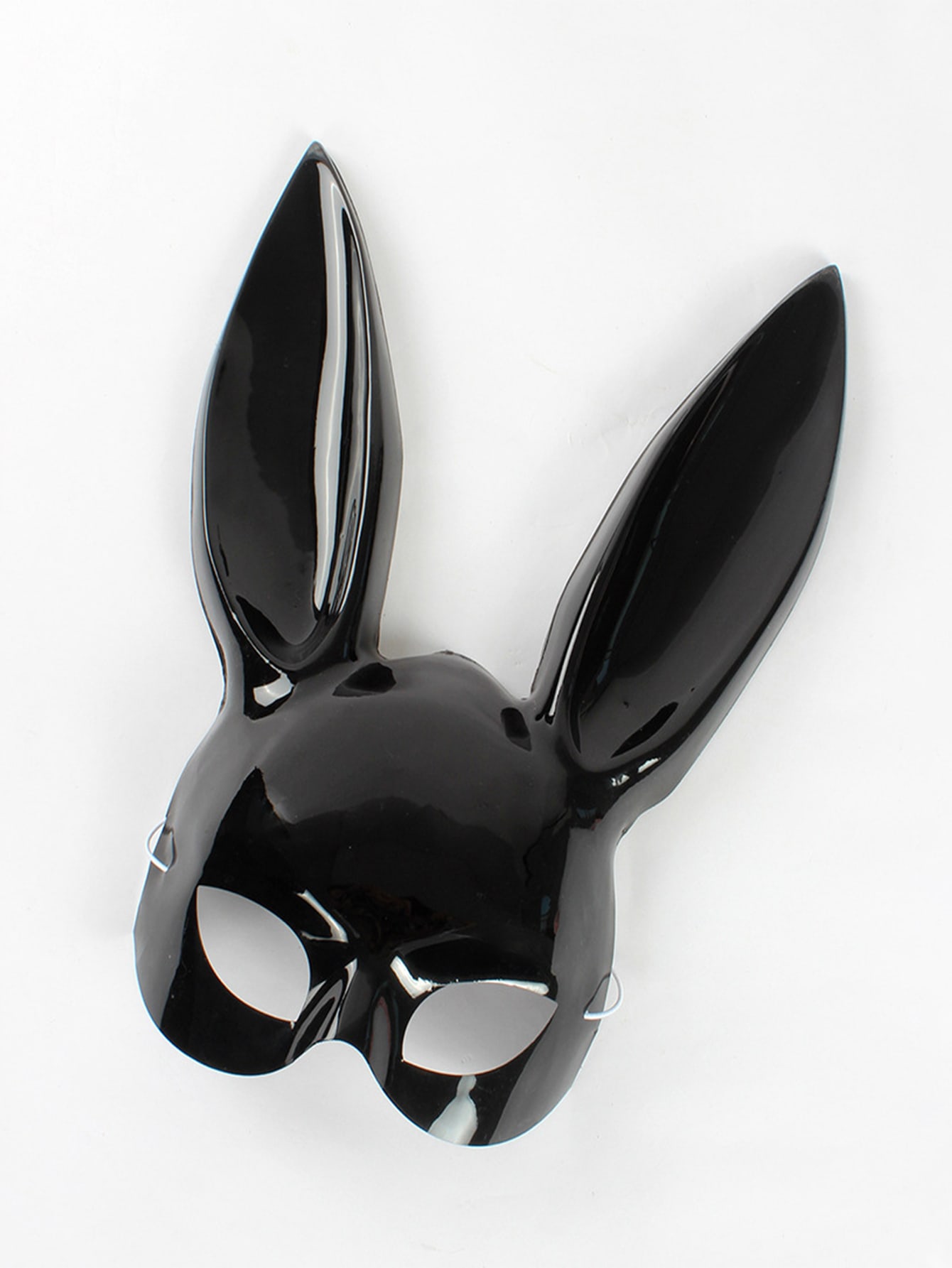 Couple's Party Halloween Masquerade Black Rabbit Shaped Plastic Half ...