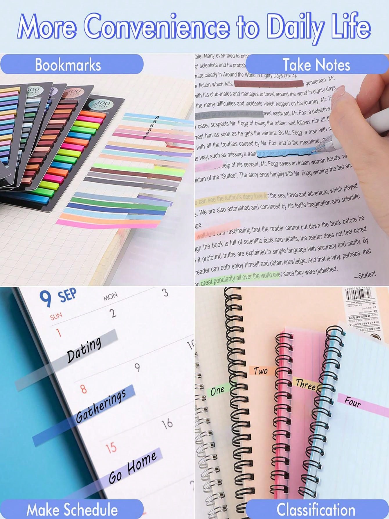 2400pcs Sticky Notes, Colored Writable Page Index Labels, Transparent ...