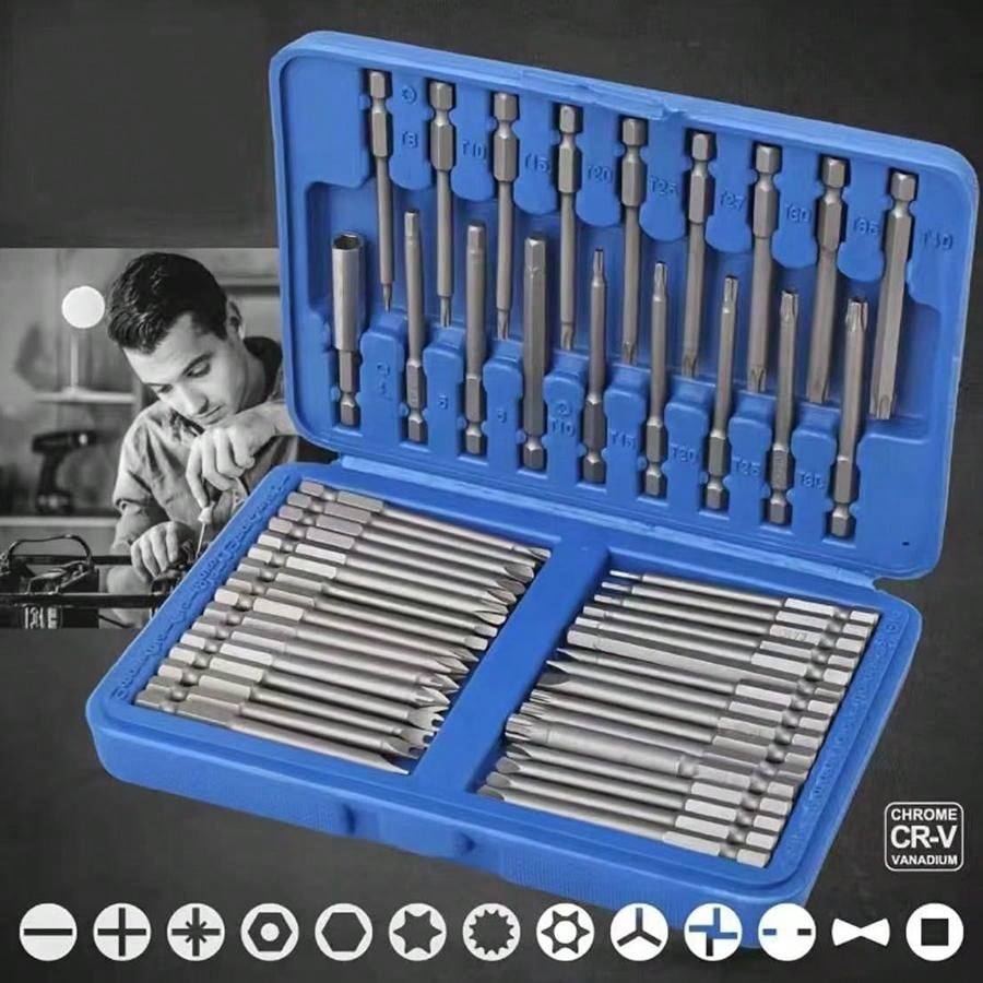 50pcs Extended Screwdriver Bits & Connecting Rod & Cross & Slotted ...