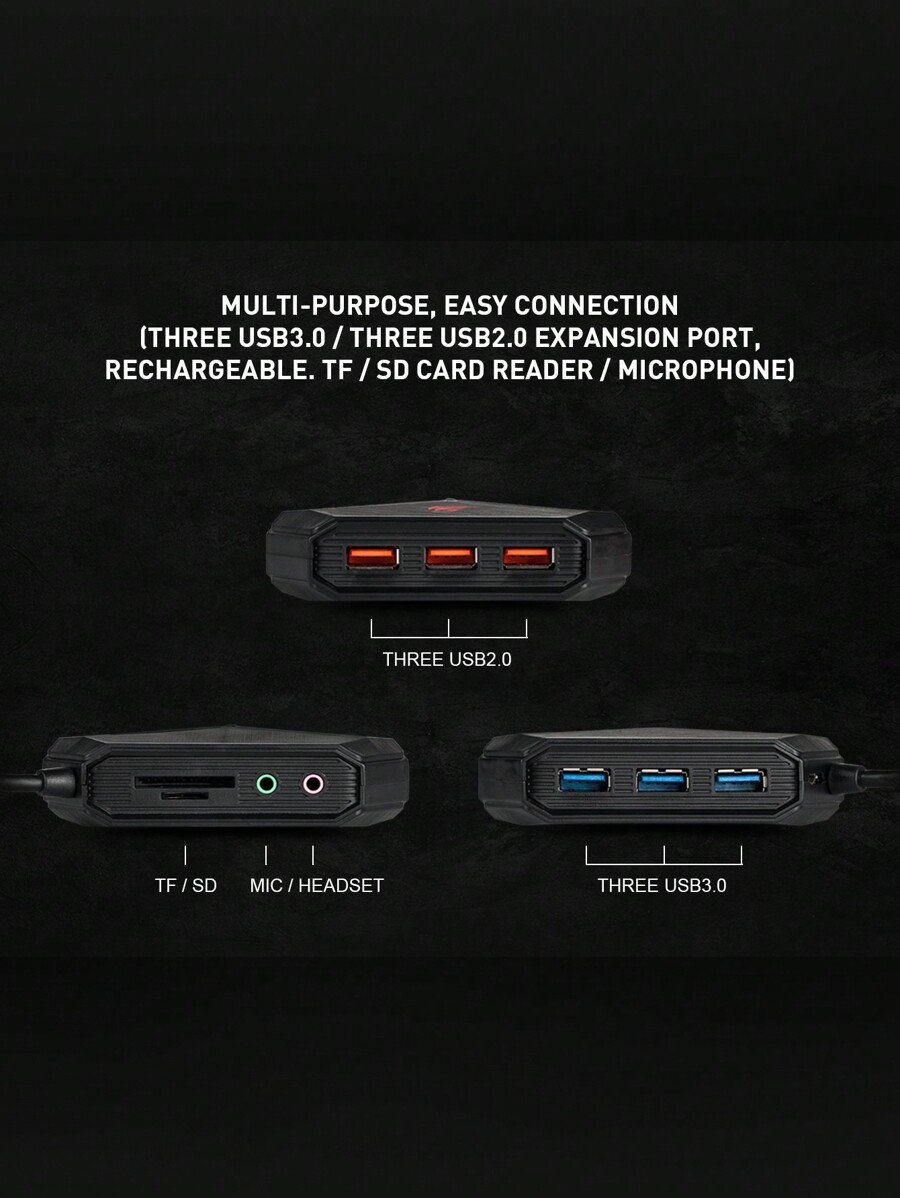 HAVIT H95 8-in-1USB Hub Multi interface for USB2.0 USB3.0 TF SD 3.5mm ...