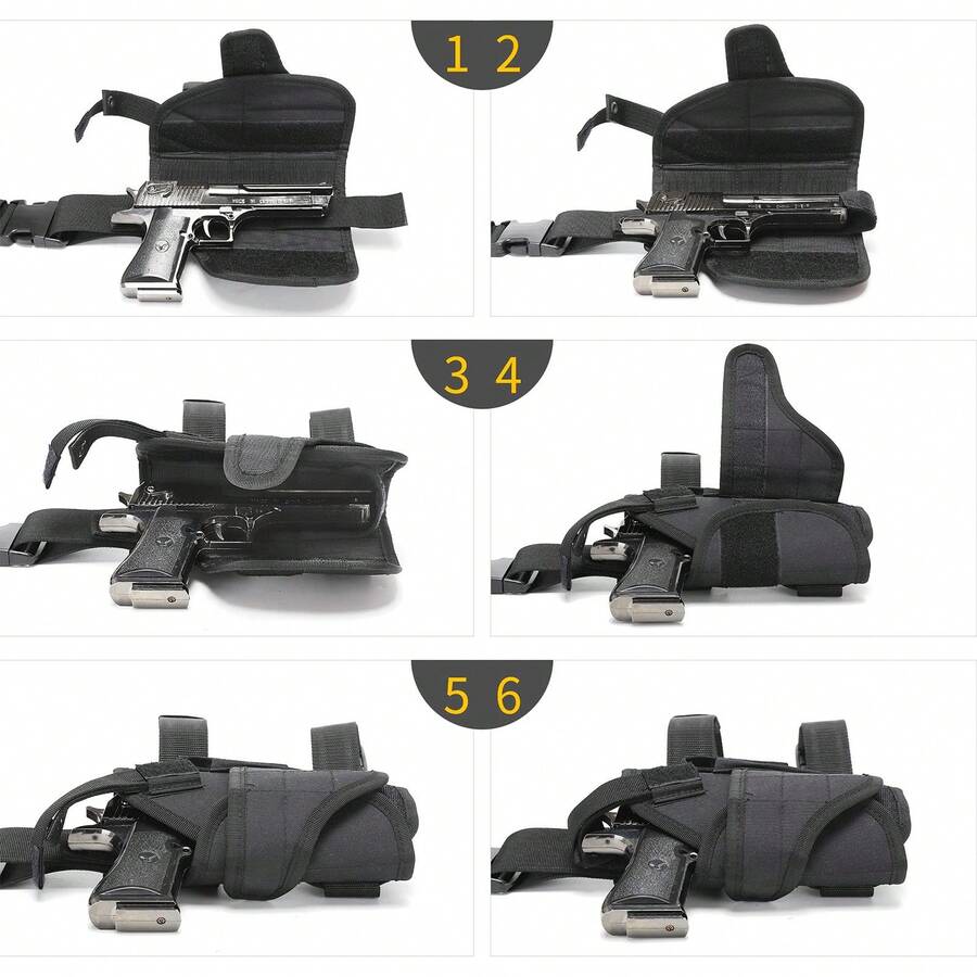 1pc Black Drop Leg Holster For Right Leg Universal Adjustable With Strap Tactical Thigh Gun ...