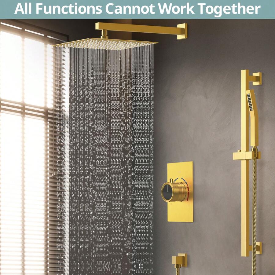 EVERSTEIN 10 Inch Square Shower Head Complete Shower System with ...