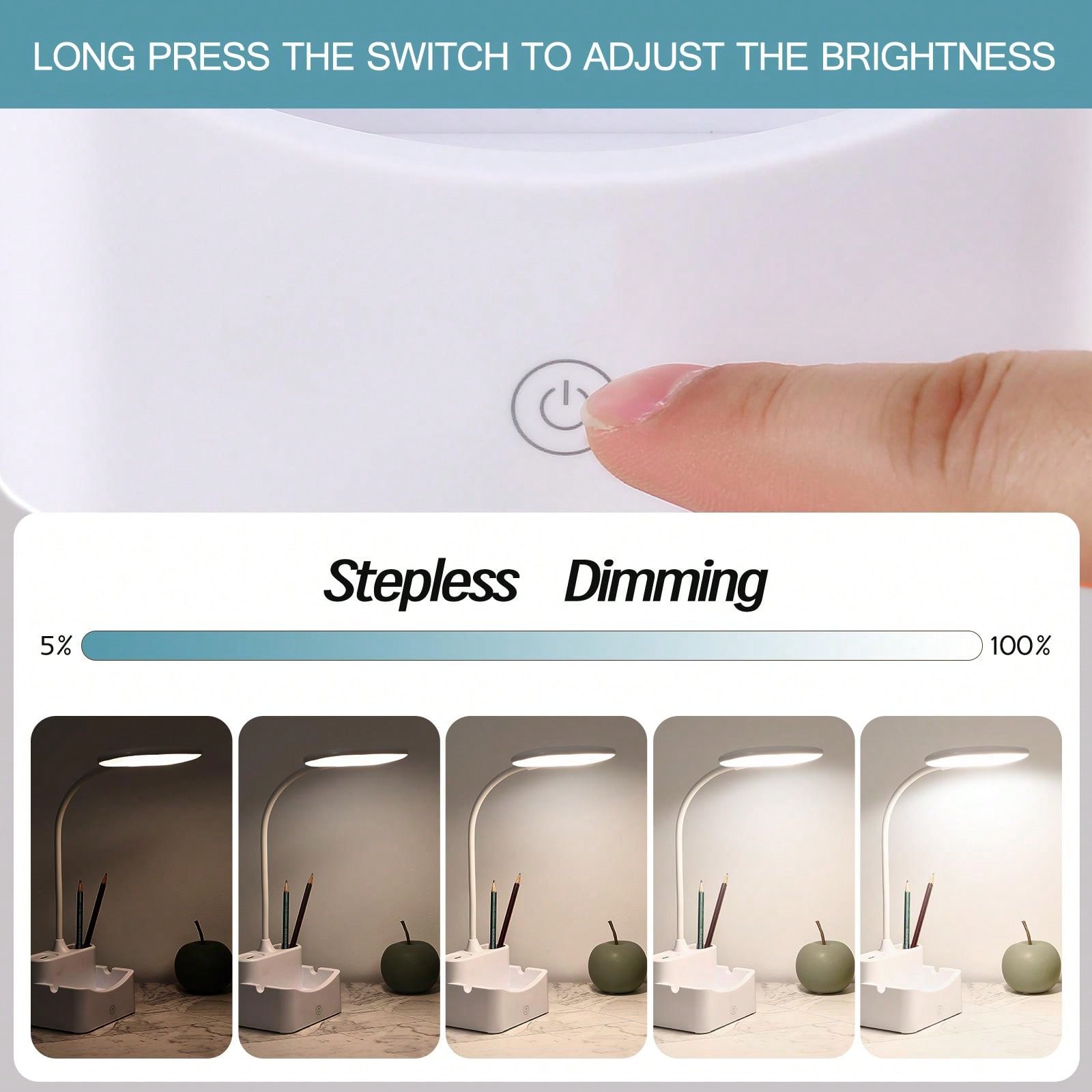 1 piece, white, can charge mobile phones, multifunctional desk lamp ...