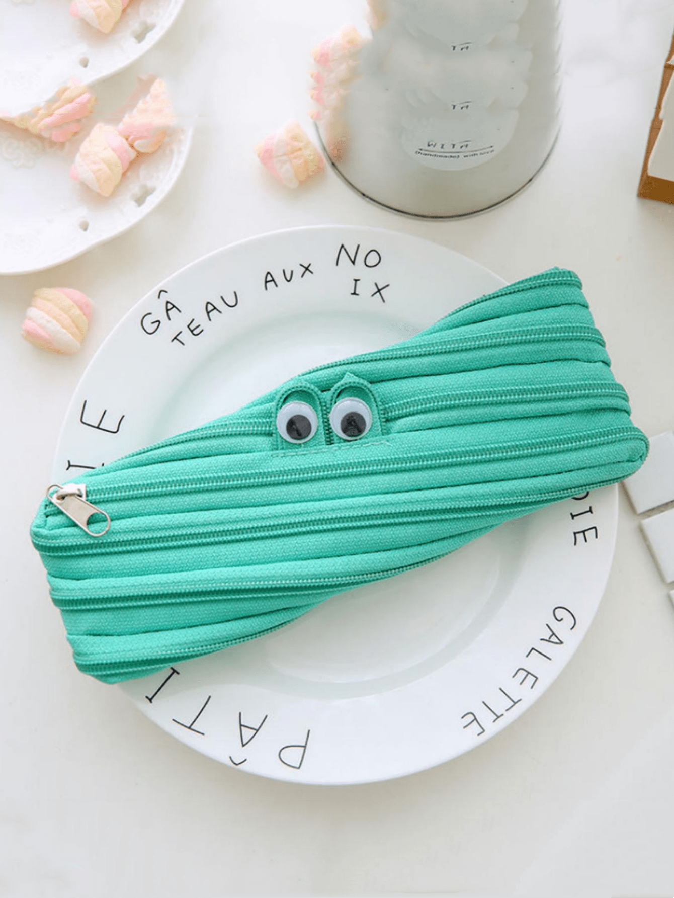 Mint Green Cartoon Funny Pencil Case | SHEIN USA