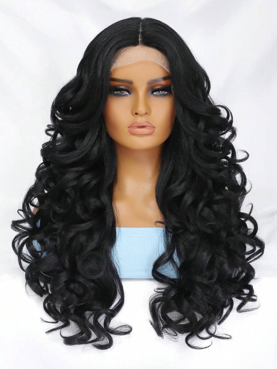 24 Inch HD Lace Front Wigs 13x5X1 Curly Wigs for T-Part Synthetic Hair ...