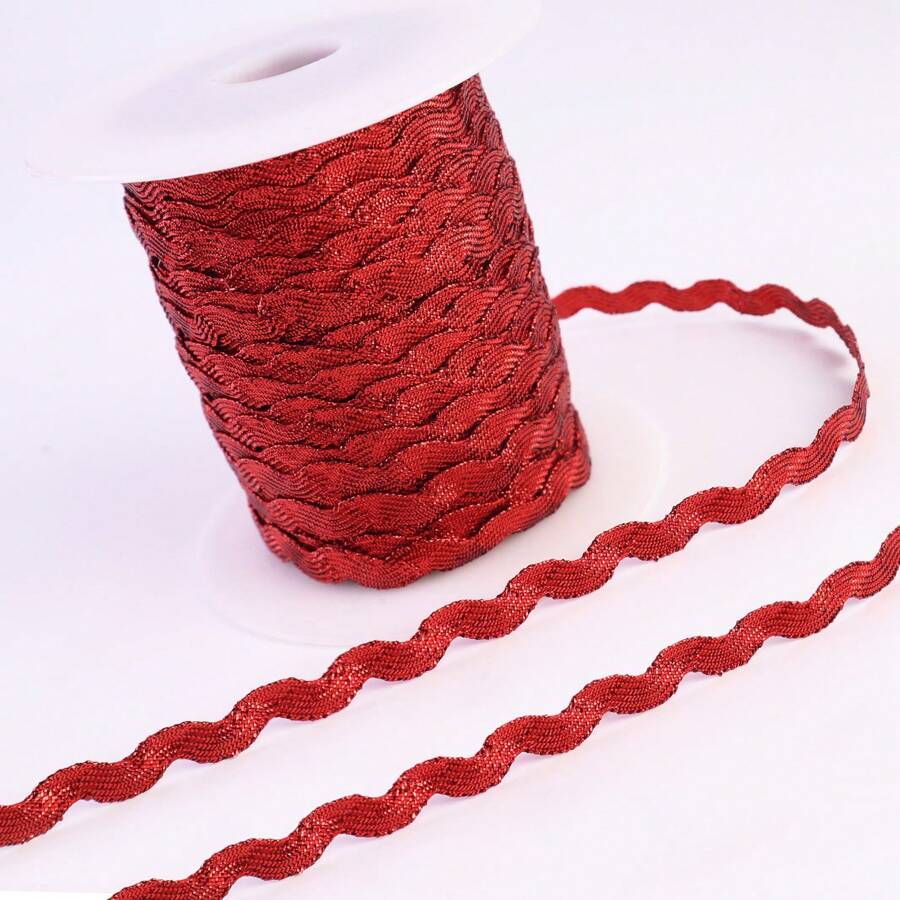 Rick Rack Wave Bending Fringe Trim 40 Yards Bright Red Golden Lace ...