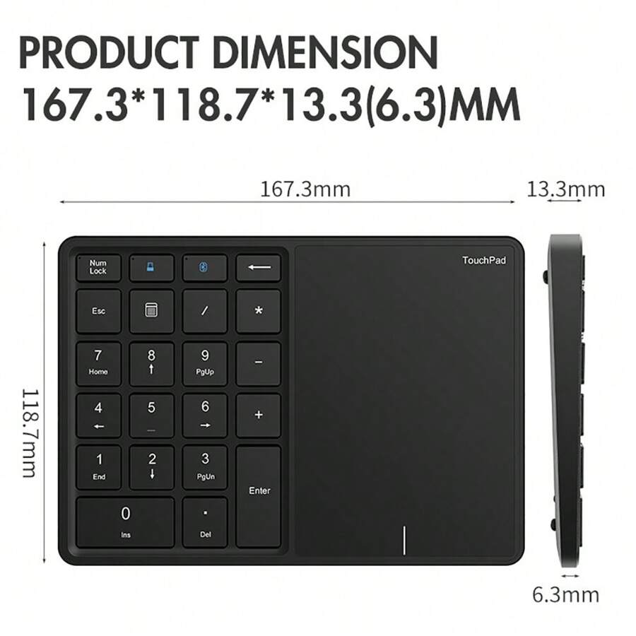 Jomaa Jomaa Bluetooth Dual Modes Wireless Numeric Keypad With Touchpad 22 Keys Wireless Mini