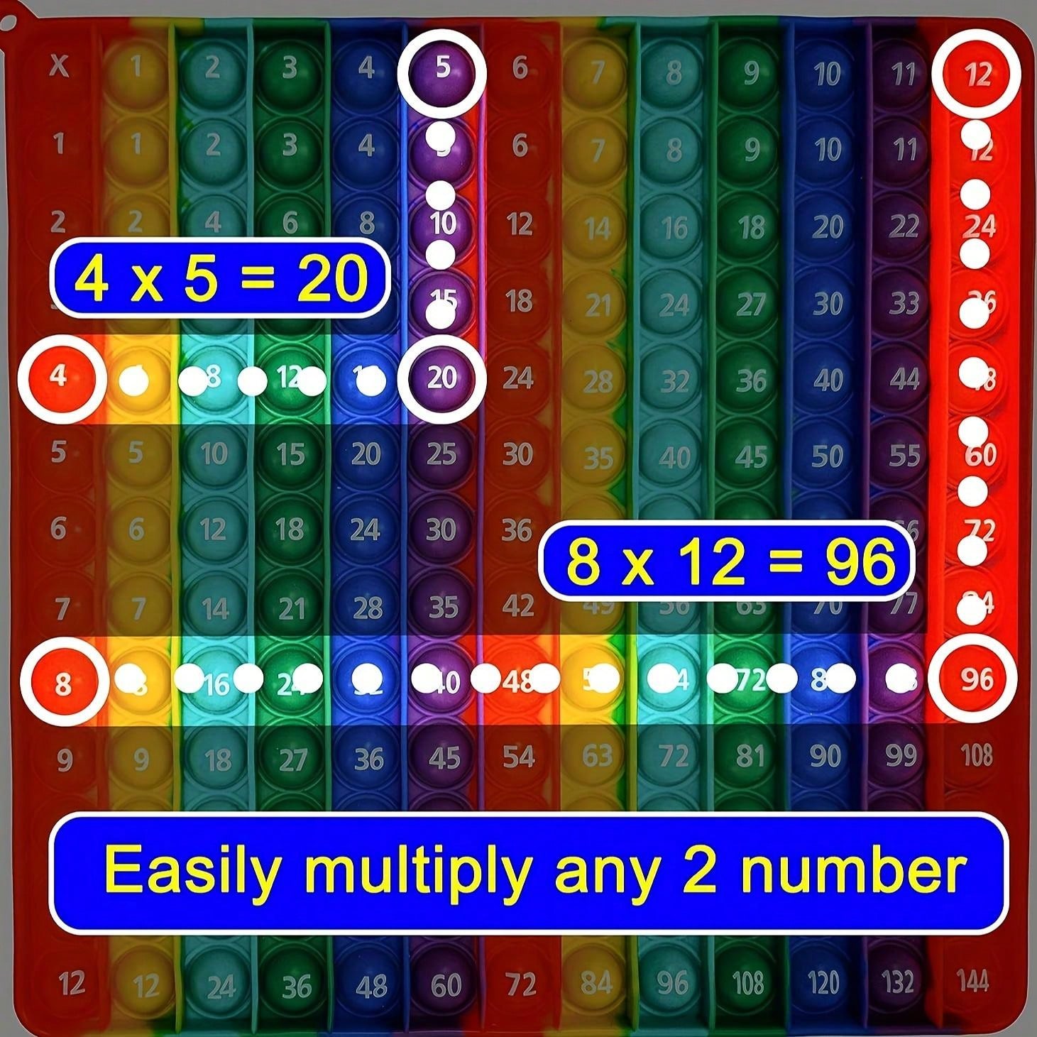 12x12 Multiplication Game Pop Toys, Math Learning Education Toy ...