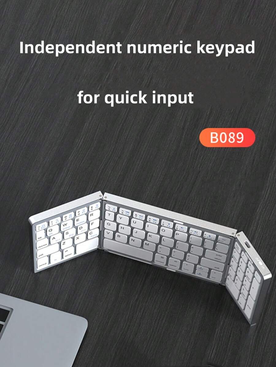 B089 Multi-Device Foldable Blue tooth Keyboard with Numeric Keypad ...