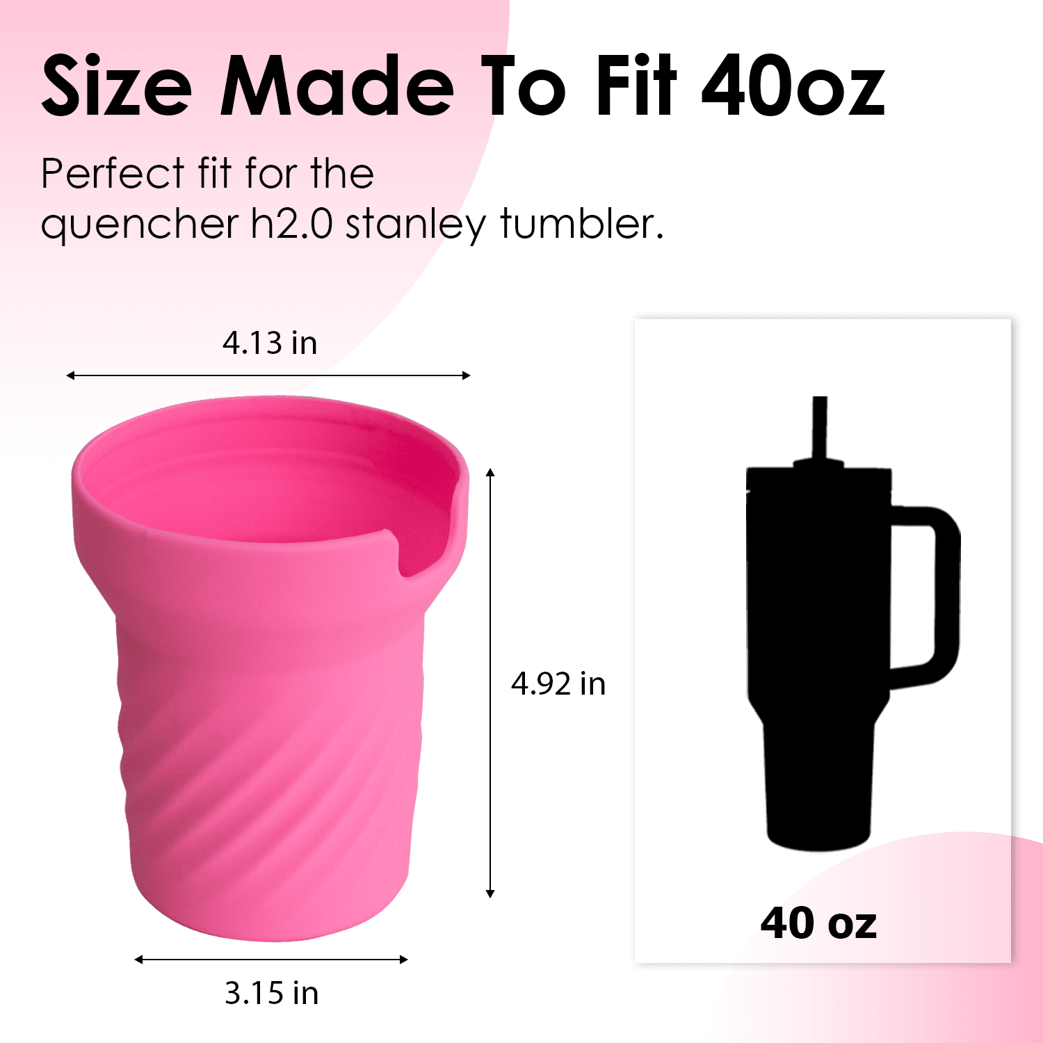 Silicone Cup Sleeve For 40oz Quencher, Pink Boot Cover Lid, Compatible ...