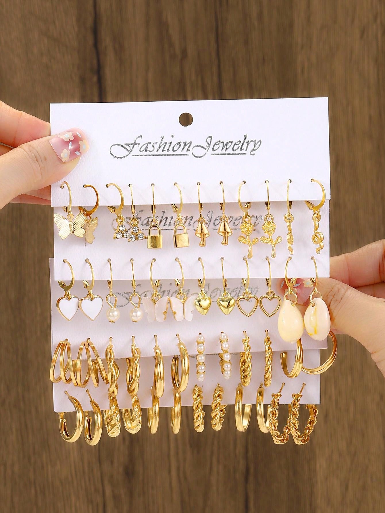 24pairs/set Fashionable Faux Pearl Decor Twist Design Hoop Earrings For ...
