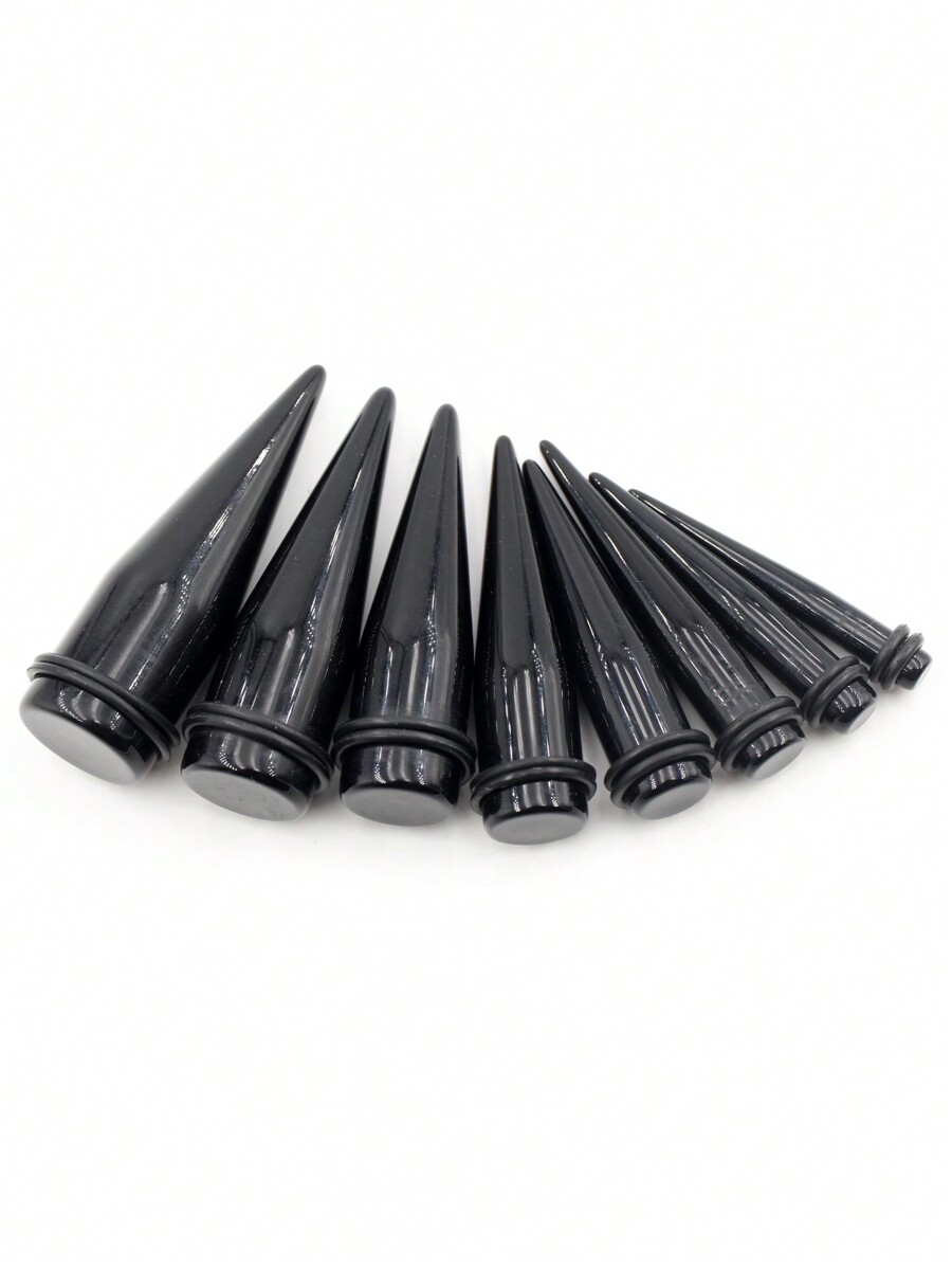 2 Pieces BLACK Color Cone Shaped Ear Expander Ear Taper Plug Stretcher ...